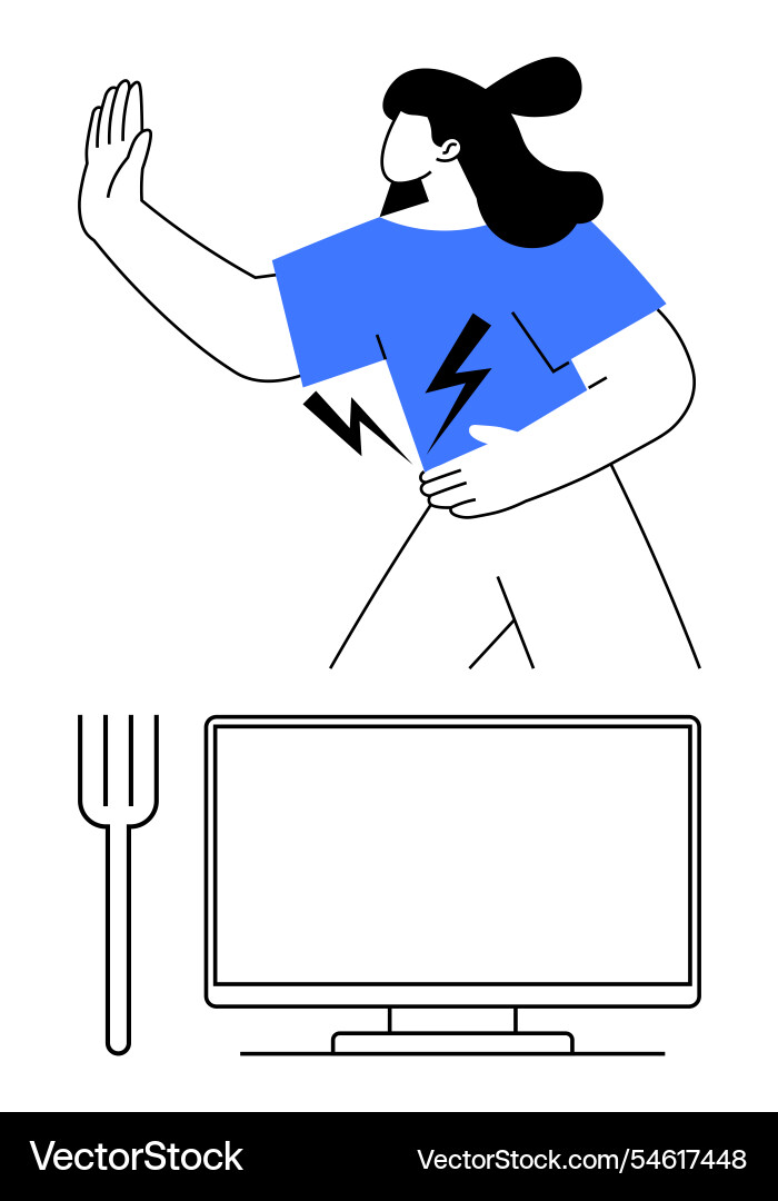 Person expressing refusal with electric symbol Vector Image