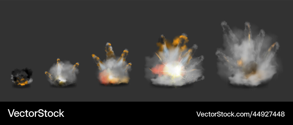 Realistic explosion stages Royalty Free Vector Image
