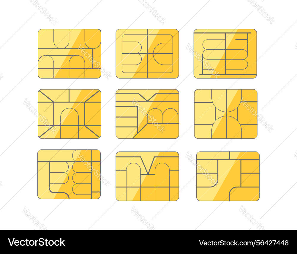 Sim card chips showing different integrated Vector Image