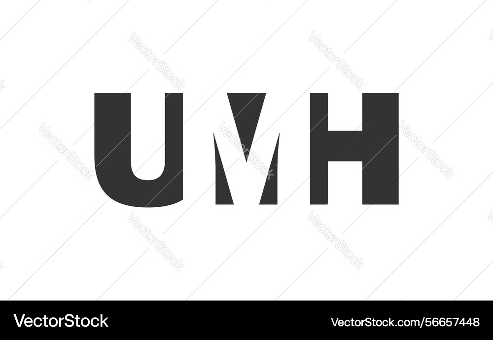 Umh logo design initial letter u m h bold font Vector Image
