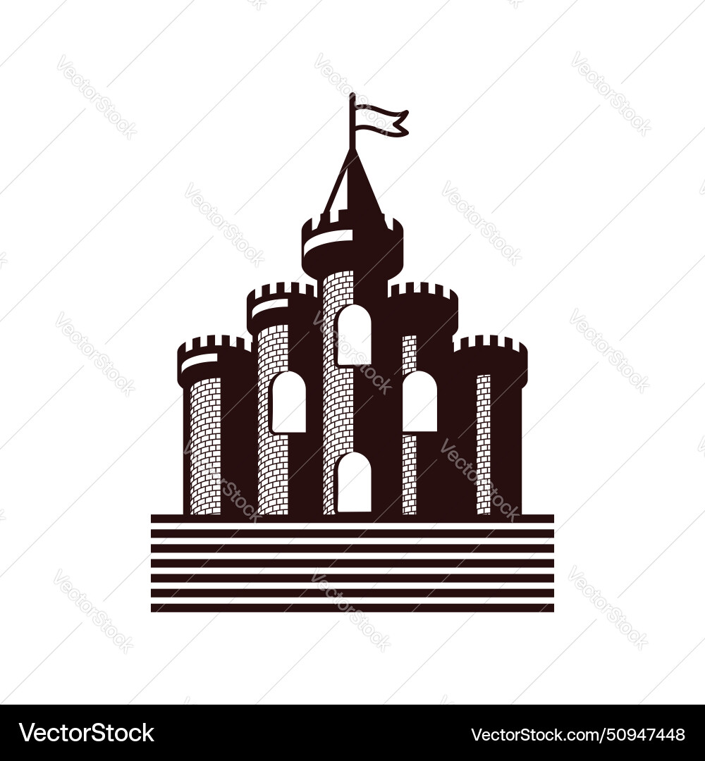Vintage retro old brick stone castle tower palace Vector Image