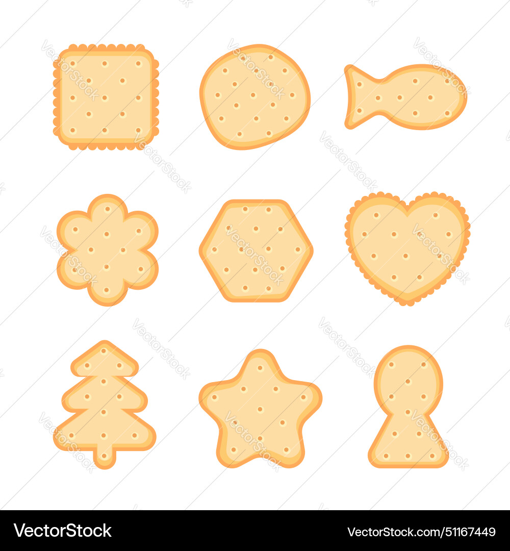 Biscuit cookie snacks cracker chips set Royalty Free Vector