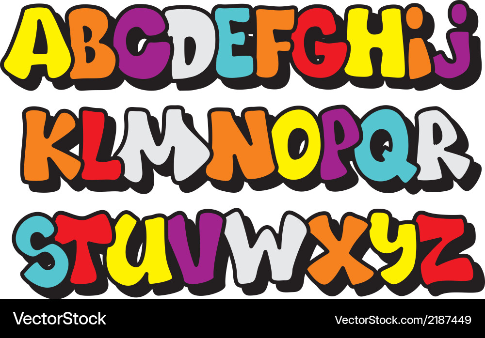 Comics graffiti style font type alphabet Vector Image