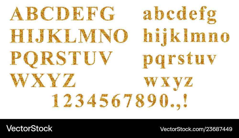Golden font set Royalty Free Vector Image - VectorStock
