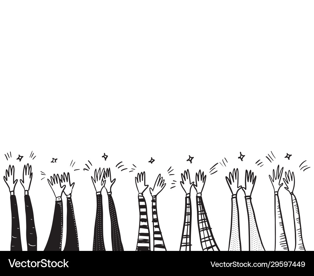 Hand drawn sketch style human hands clapping Vector Image