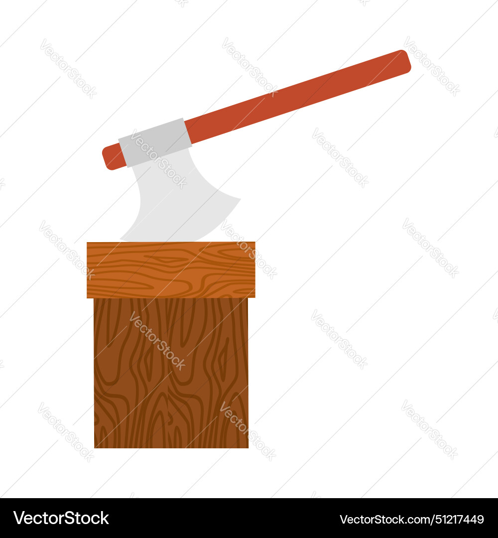 Head stump and axe isolated Royalty Free Vector Image