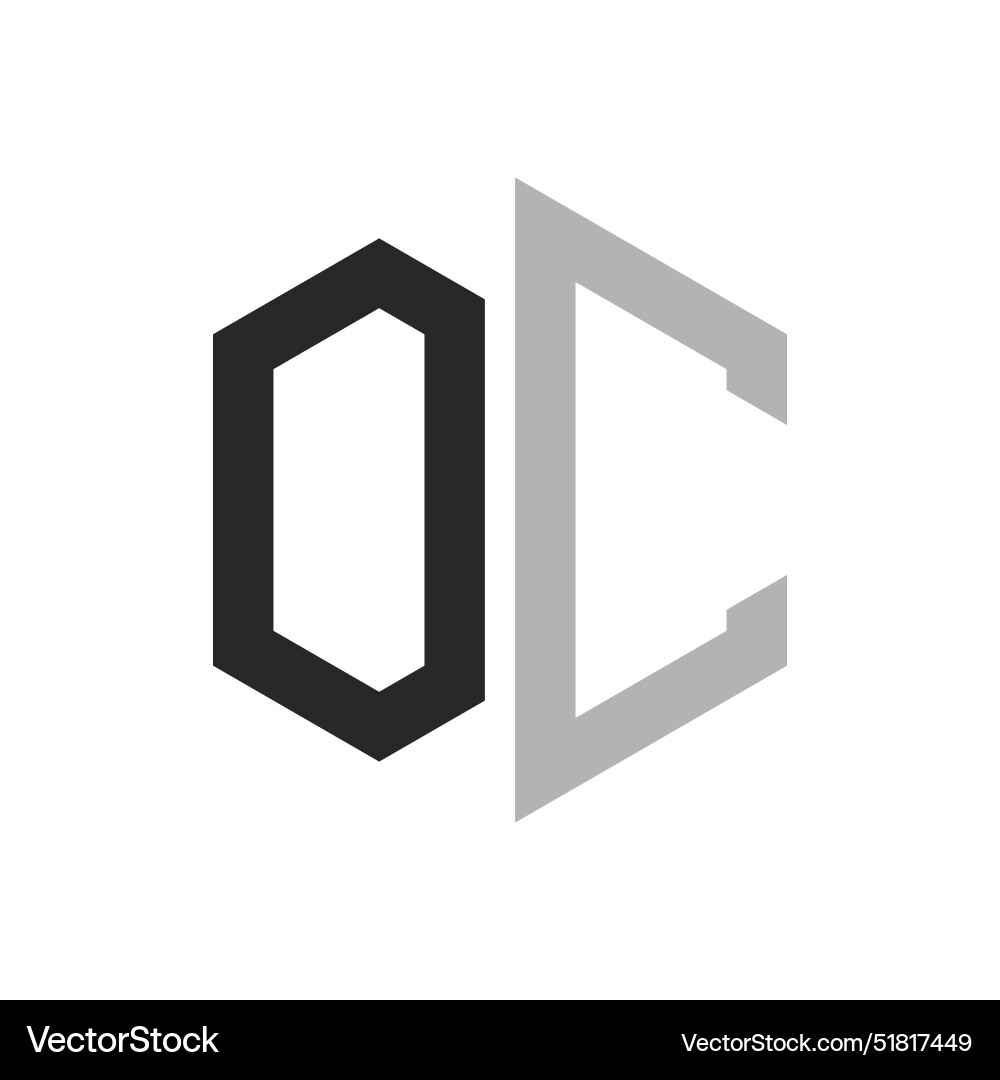 Modern unique hexagon letter oc logo design Vector Image