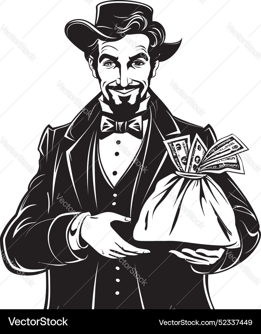 Money maestro bag currency custodian wealth Vector Image