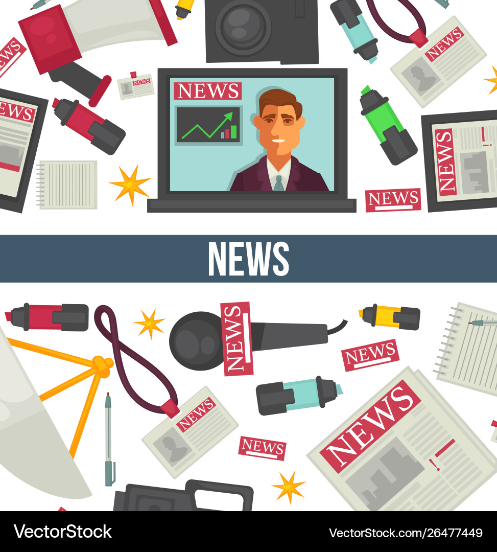 News broadcasting and mass media television Vector Image