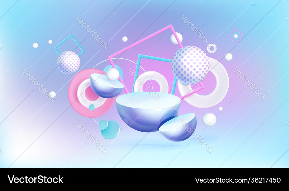 Abstract background with 3d geometric shapes Vector Image