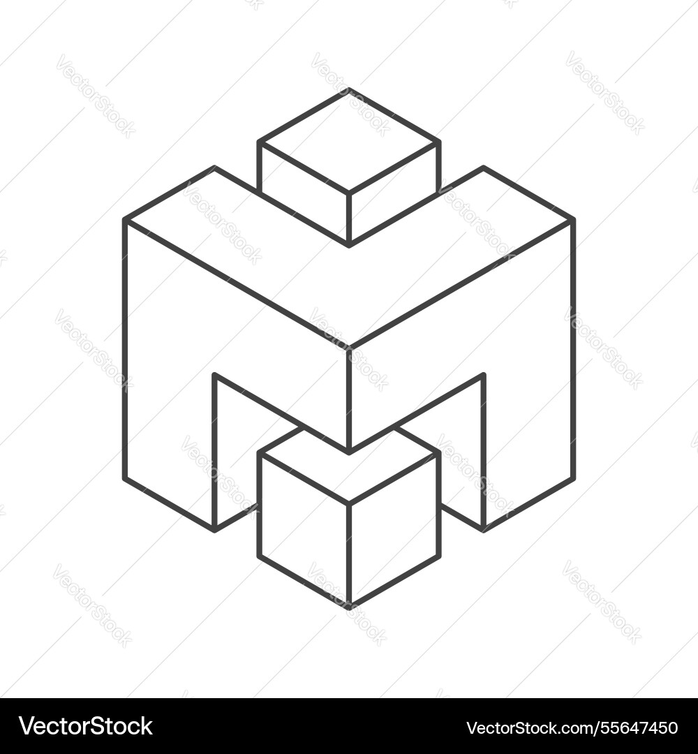 Abstract isometric of interconnected cubes clean Vector Image