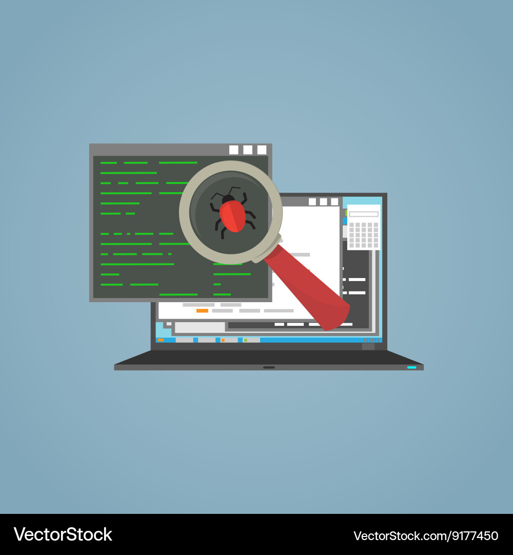 Bug searching Royalty Free Vector Image - VectorStock