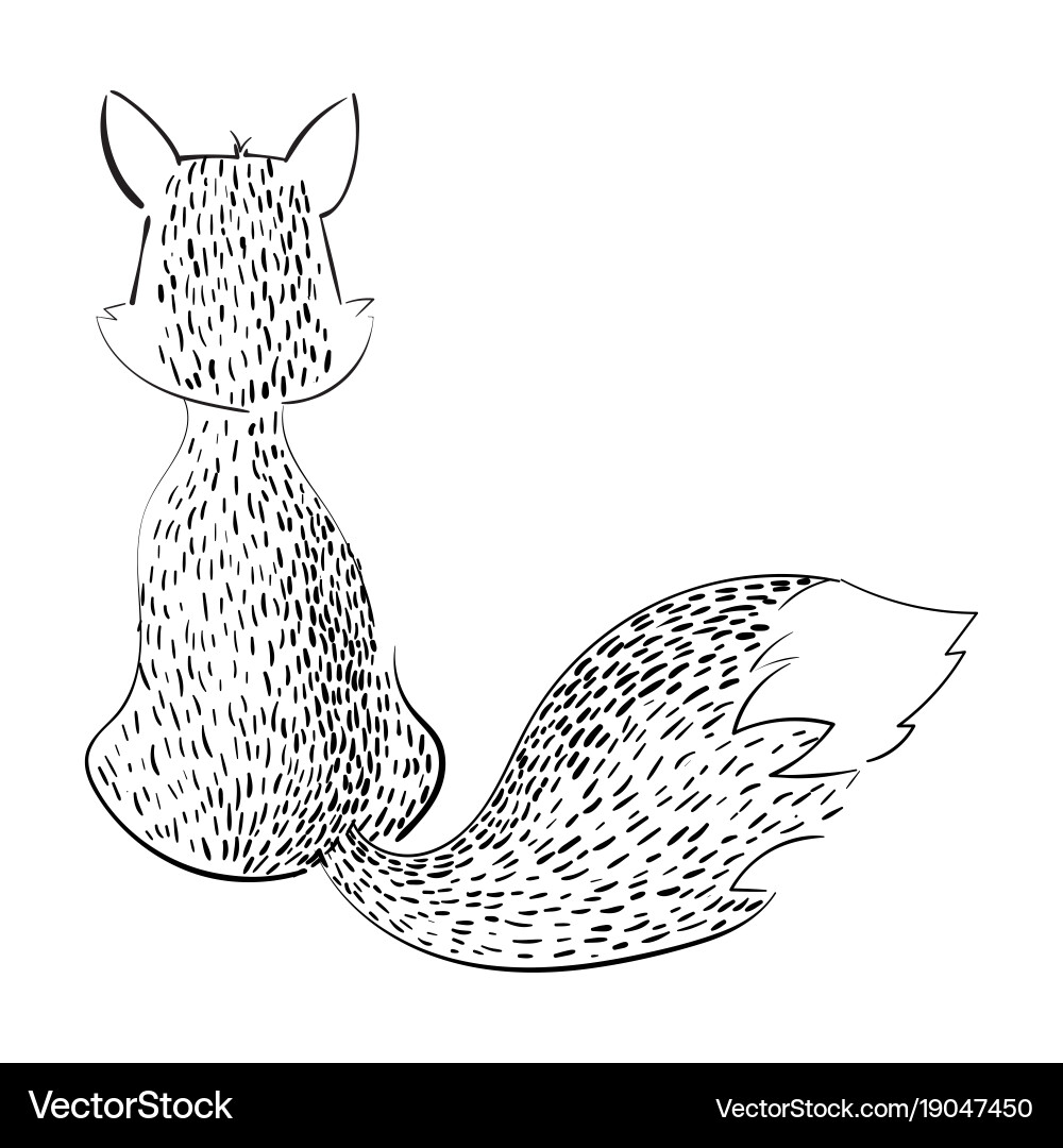 Cartoon fox sitting with her back stylized black Vector Image