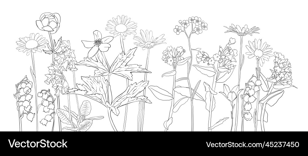 Drawing natural background with flowers Royalty Free Vector