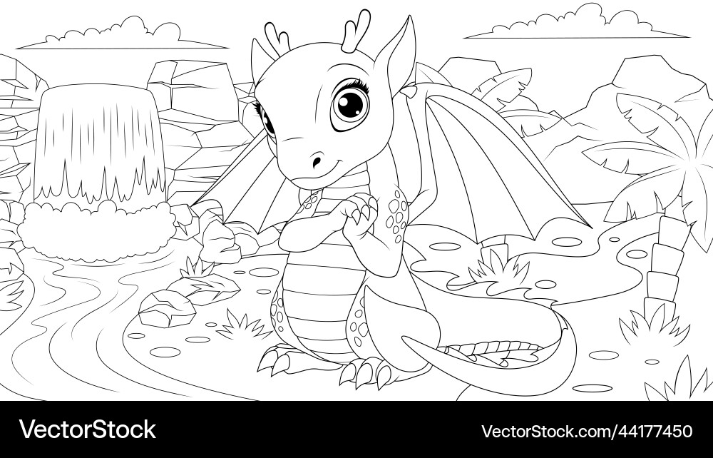Funny cute little dragon Royalty Free Vector Image