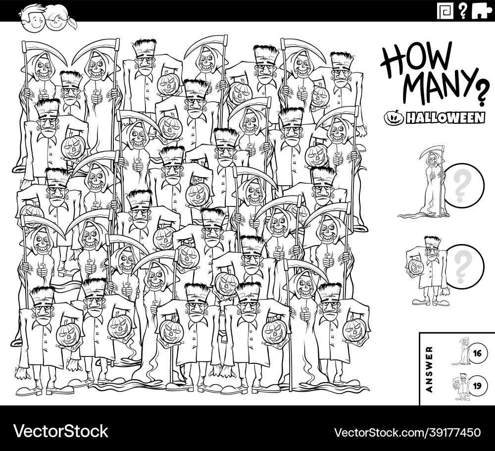 Halloween Counting Game - Zombies & Grim Reaper