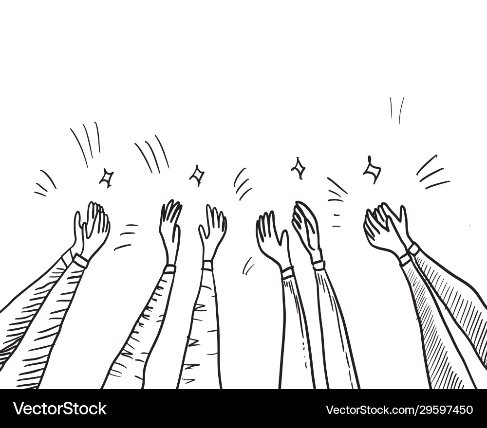 Hand drawn sketch style human hands clapping Vector Image
