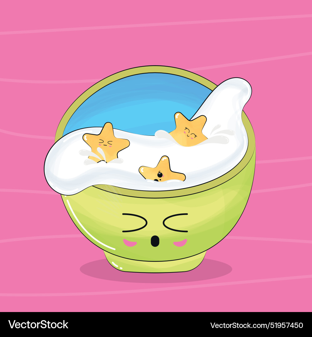 Happy cute bowl cartoon Royalty Free Vector Image