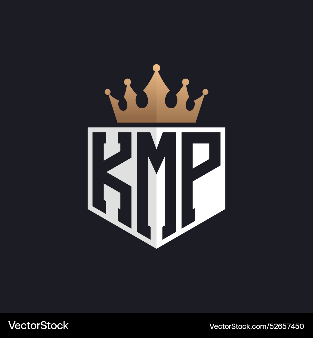 Luxury kmp logo with crown elegant initials Vector Image
