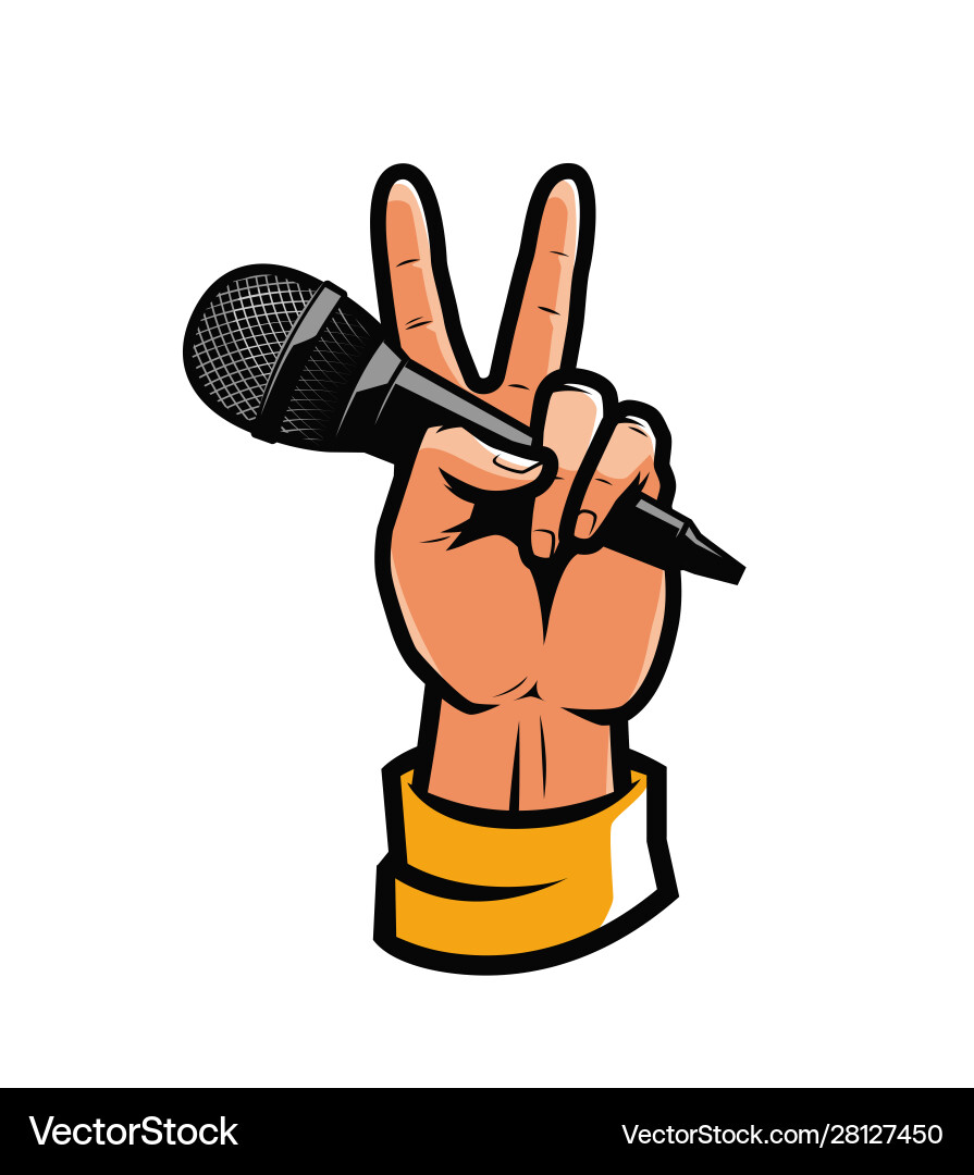 Microphone in hand pop art retro comic style Vector Image