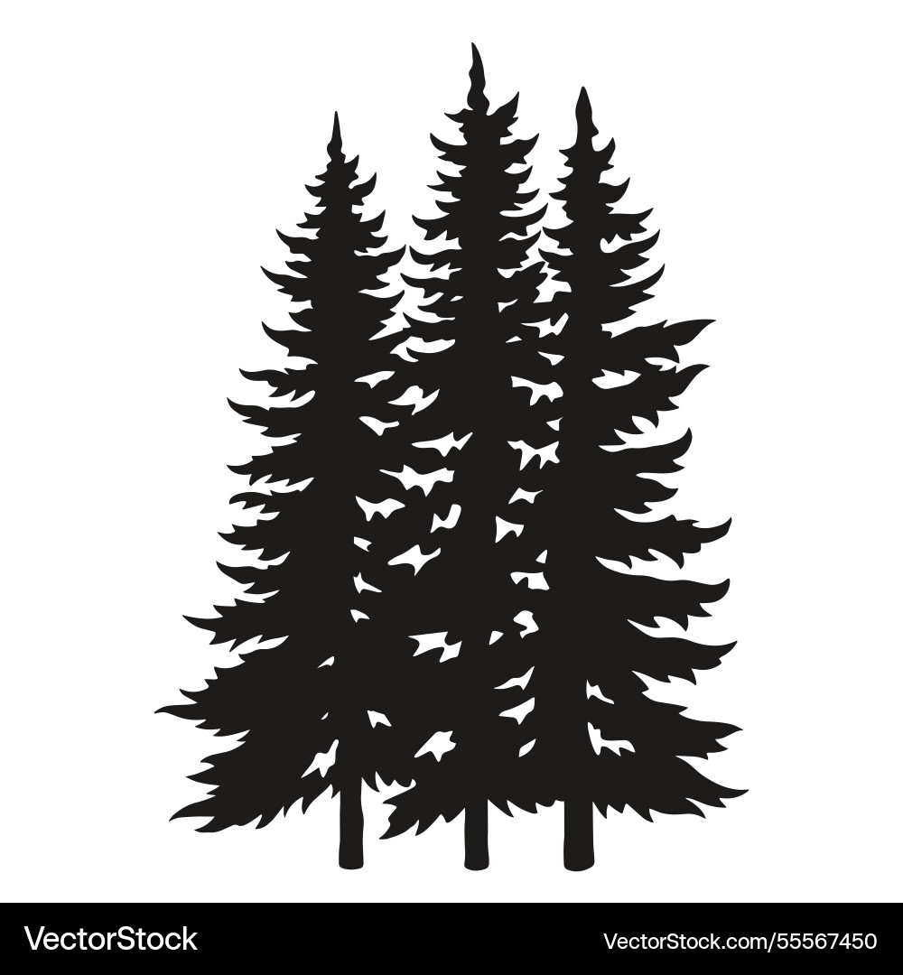 Silhouetted Pine Trees Royalty Free Vector Image