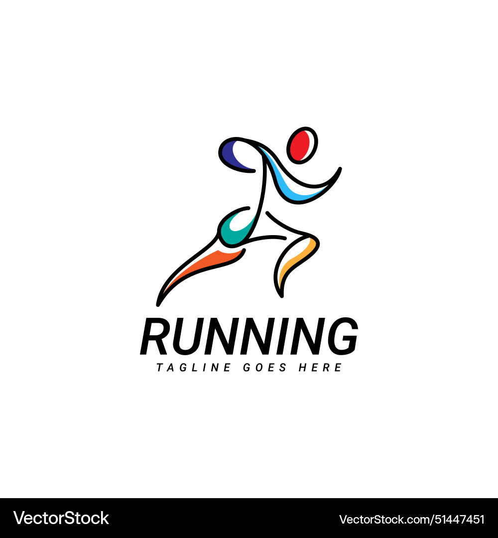 Abstract colorful running people logo with modern Vector Image