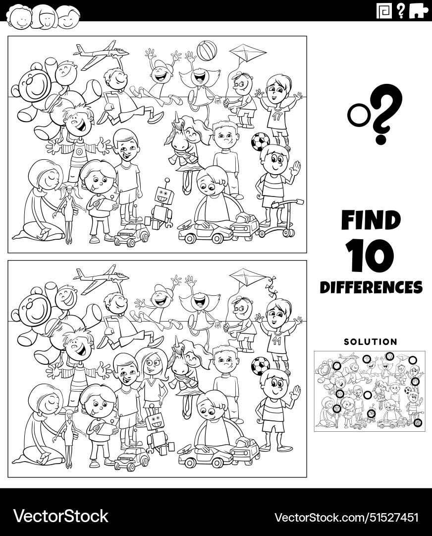 Differences activity with cartoon playful Vector Image