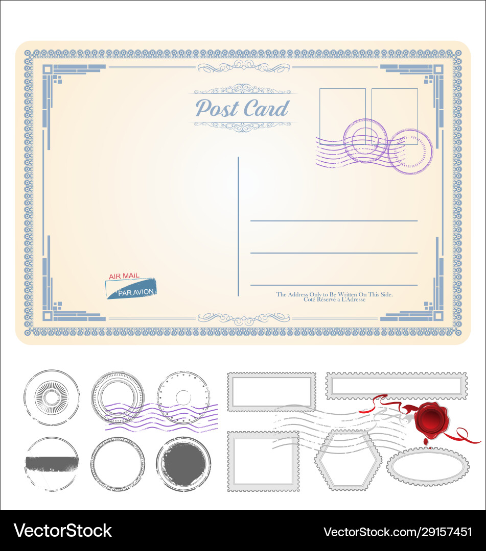 Empty post card retro vintage design 0112 Vector Image
