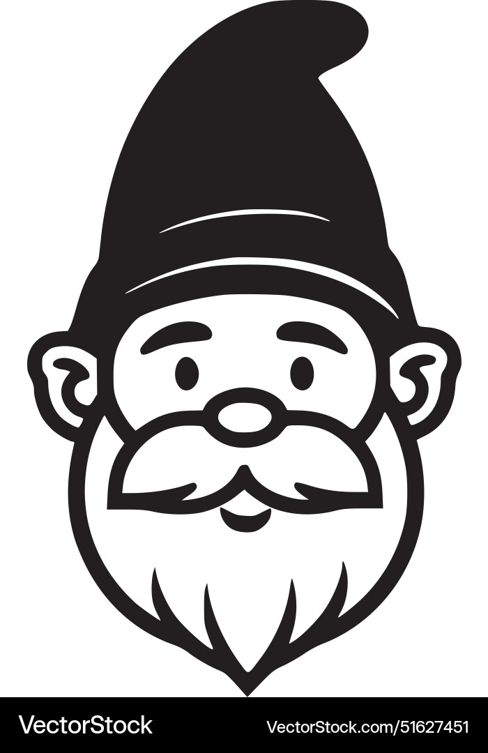 Gnome - black and white Royalty Free Vector Image