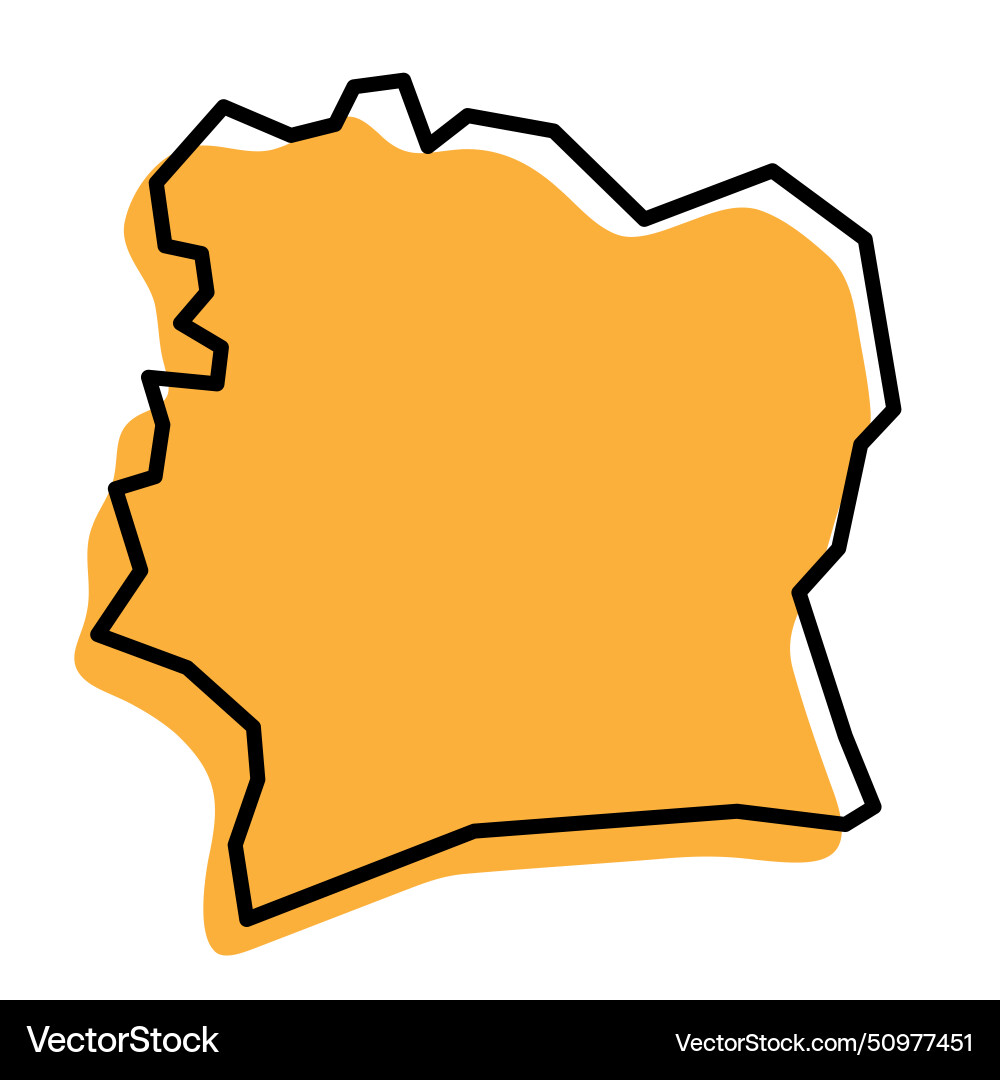 Ivory coast simplified map Royalty Free Vector Image