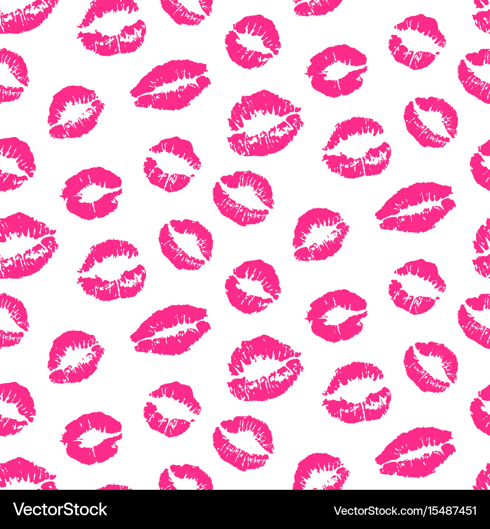 Pink lips kiss prints seamless pattern Royalty Free Vector