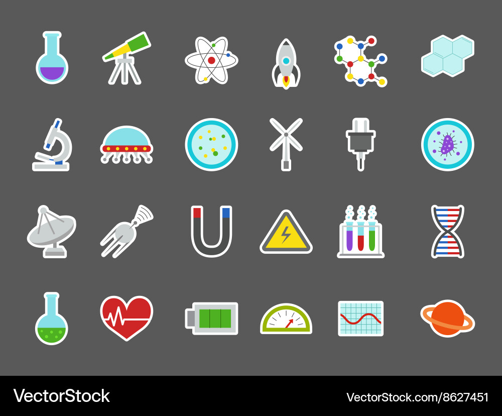 Science stickers set Royalty Free Vector Image