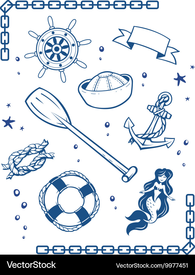 Sea and nautical symbols Royalty Free Vector Image