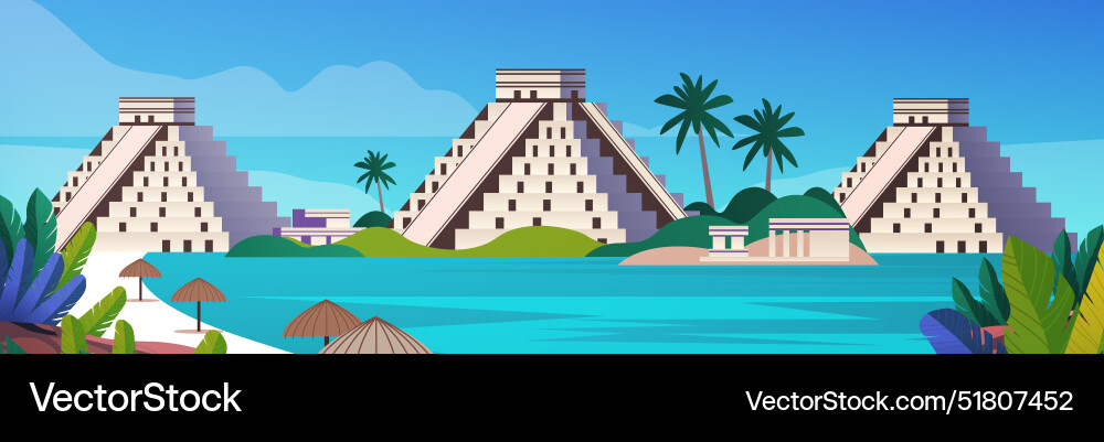 Ancient mayan pyramids tropical landscape Vector Image