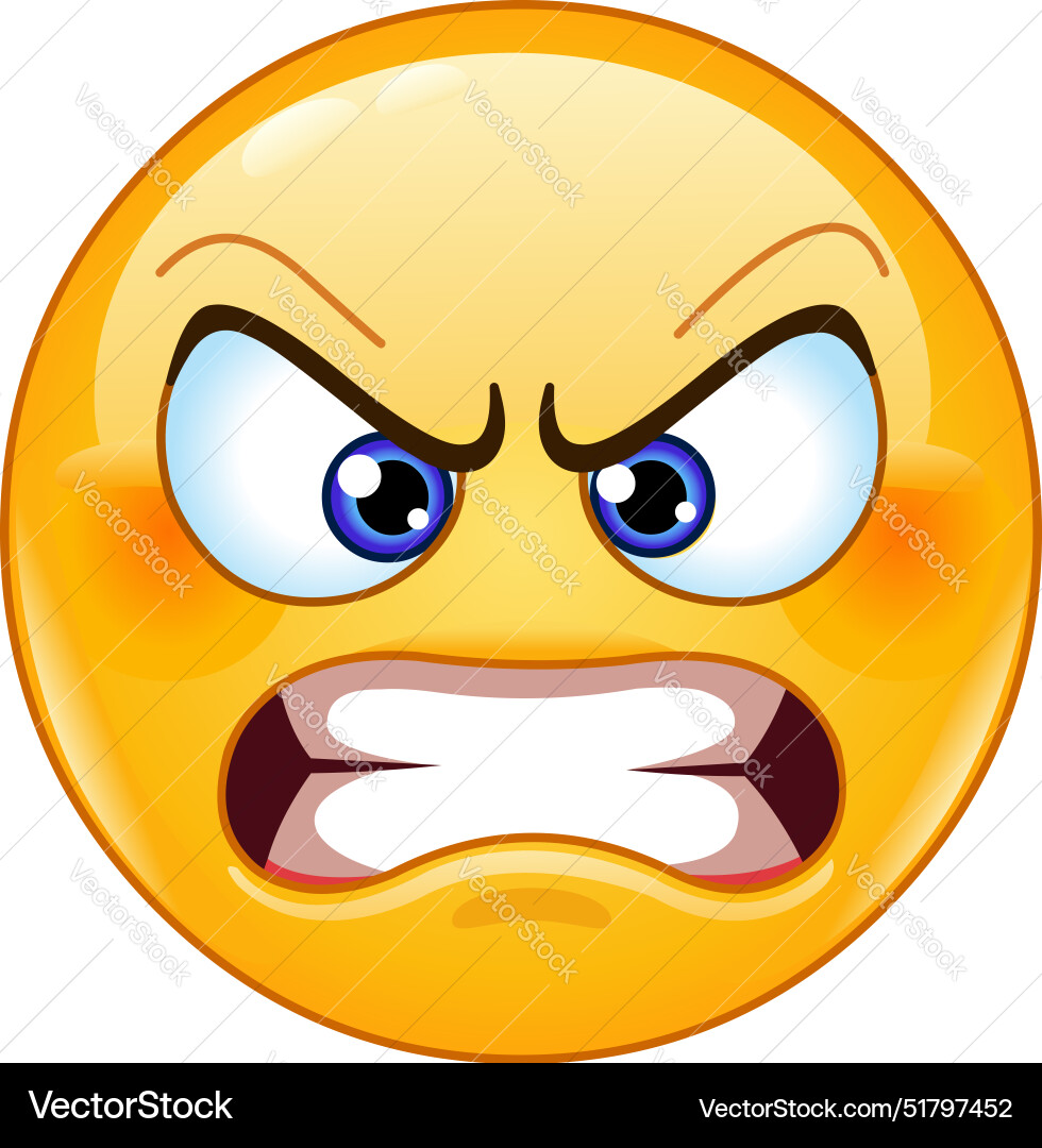 Angry face emoticon Royalty Free Vector Image - VectorStock