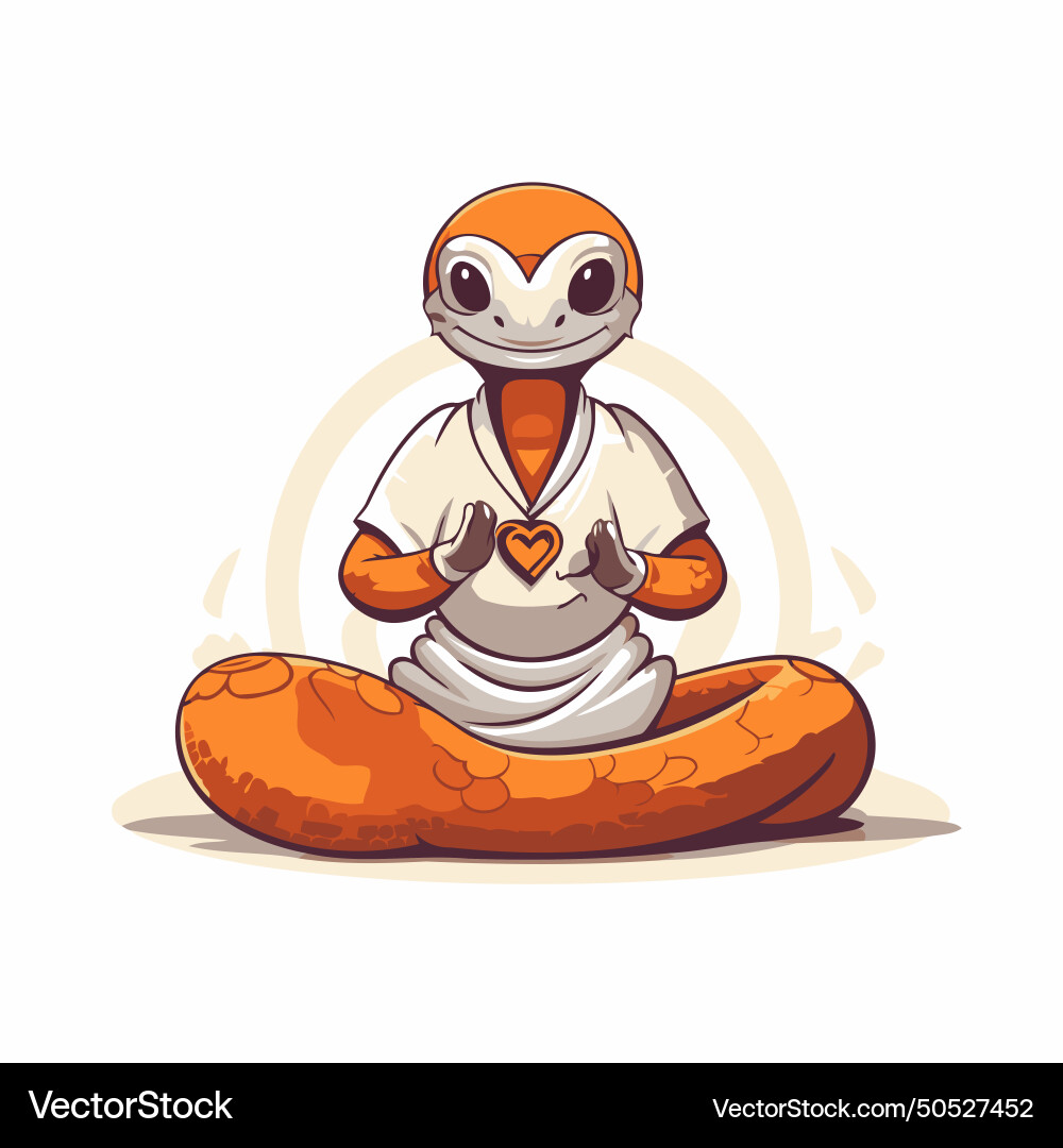 Cartoon turtle meditating on a baguette Royalty Free Vector