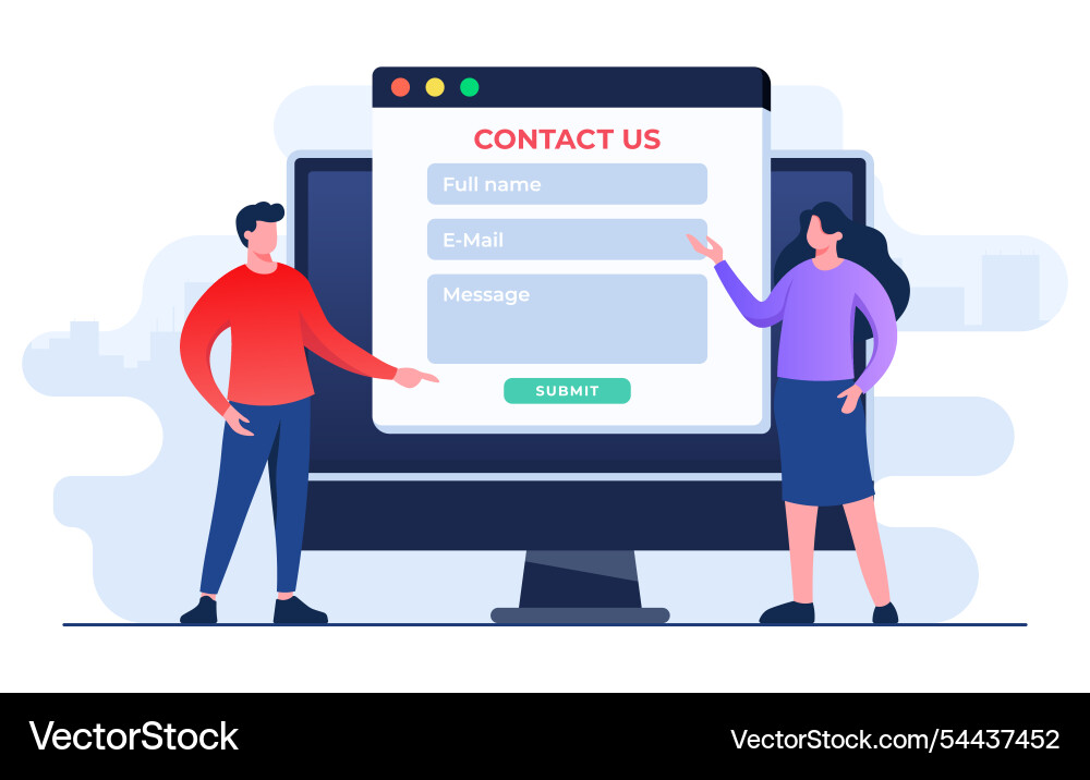 Contact us form on desktop screen flat for web – Royalty-Free Vector ...