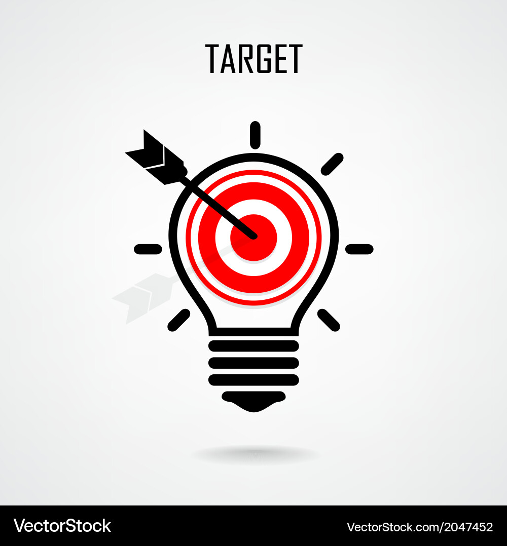 Creative light bulb and target concept Royalty Free Vector
