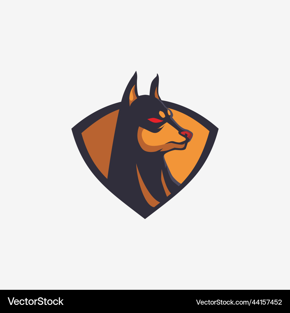 Doberman army mascot Royalty Free Vector Image