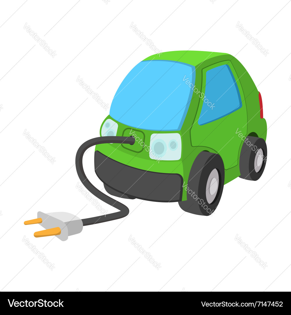 Electric car cartoon icon Royalty Free Vector Image