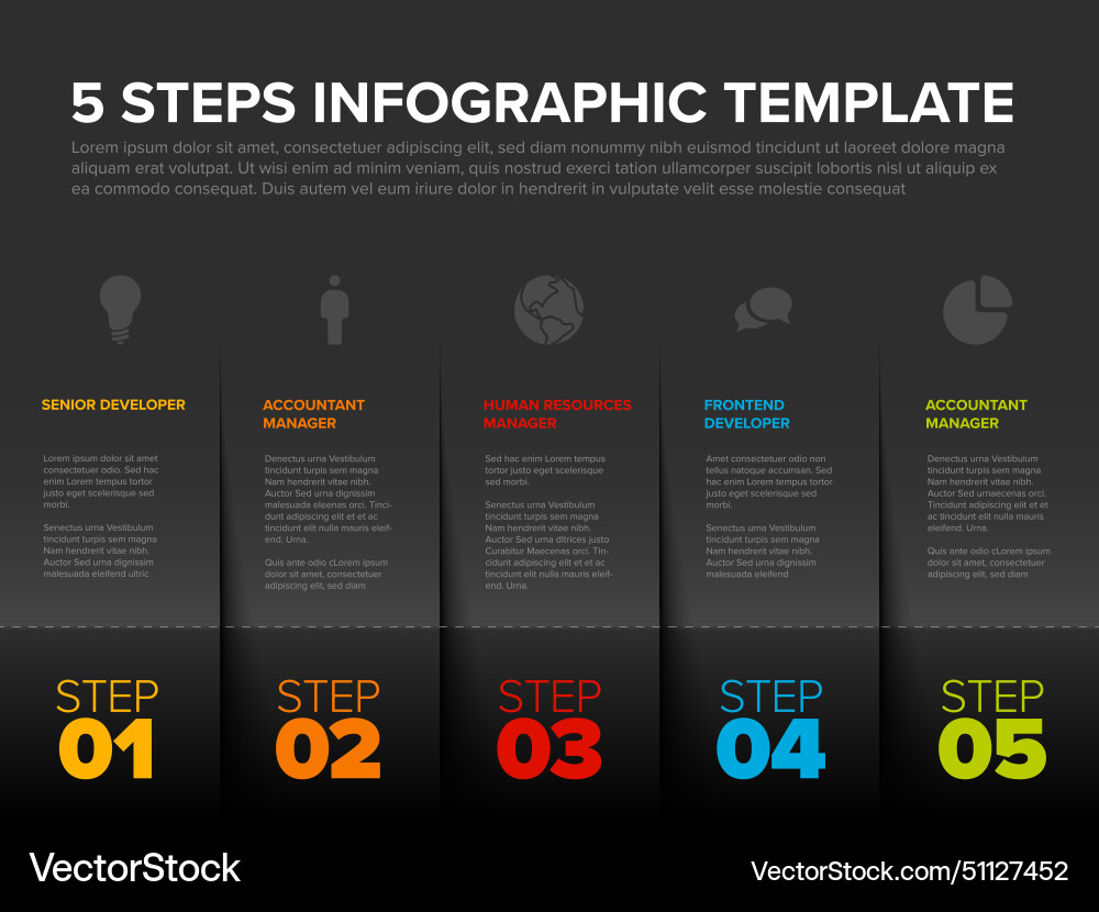 Five simple slips of paper as steps process Vector Image