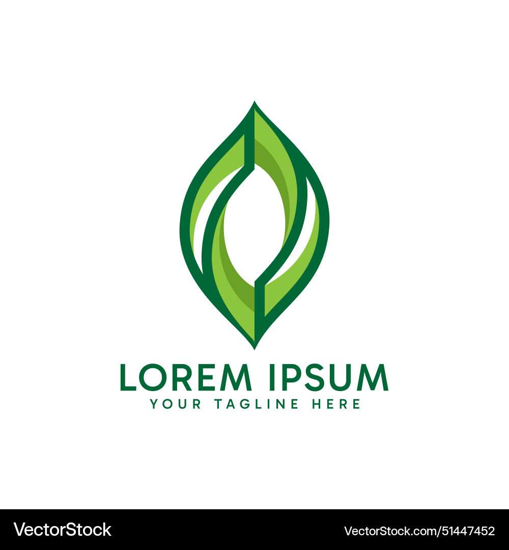 Green minimalist leaf logo symbol design Vector Image