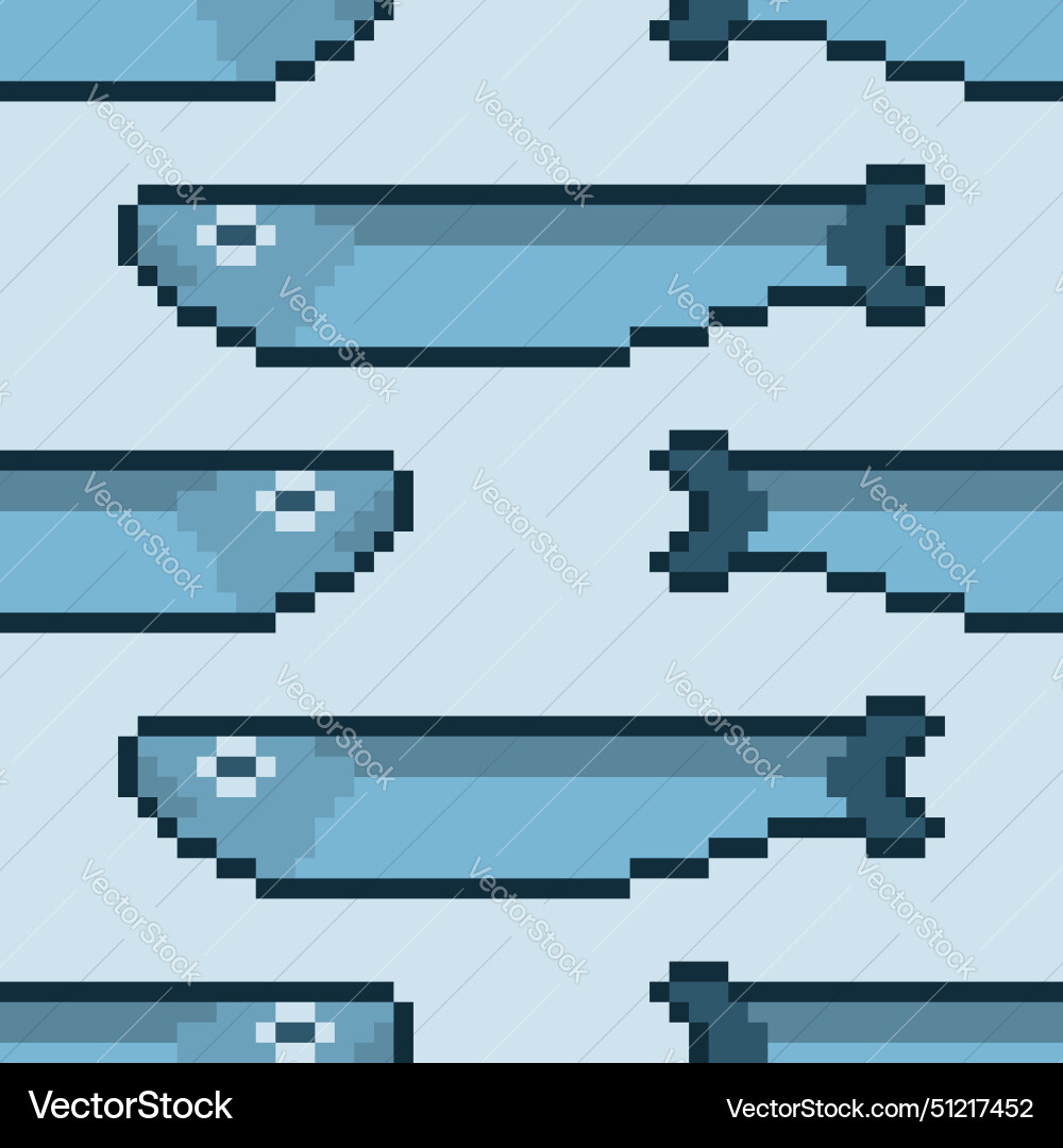 Herring pixel art background fish pixelated 8 bit Vector Image