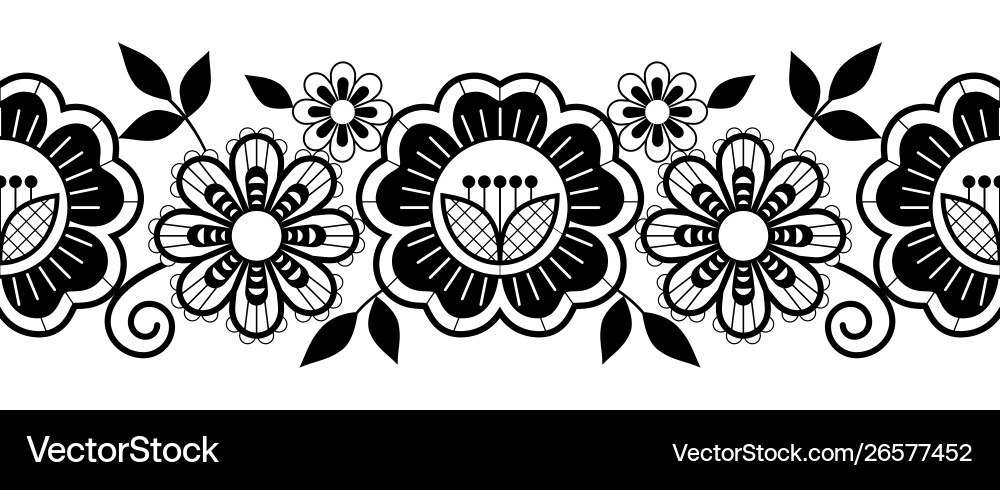 Seamless lace vertical long pattern set black Vector Image