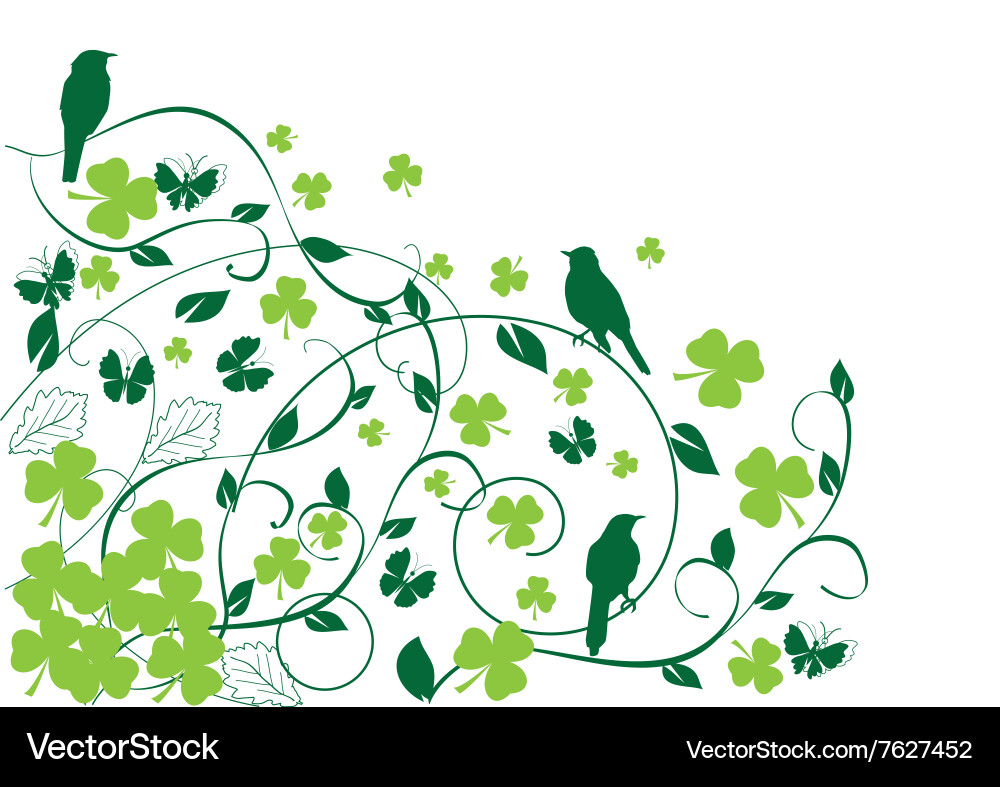 Shamrock Birds Background Royalty Free Vector Image
