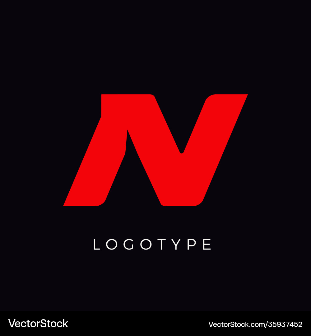 Speed letter n red race monogram logo italic Vector Image