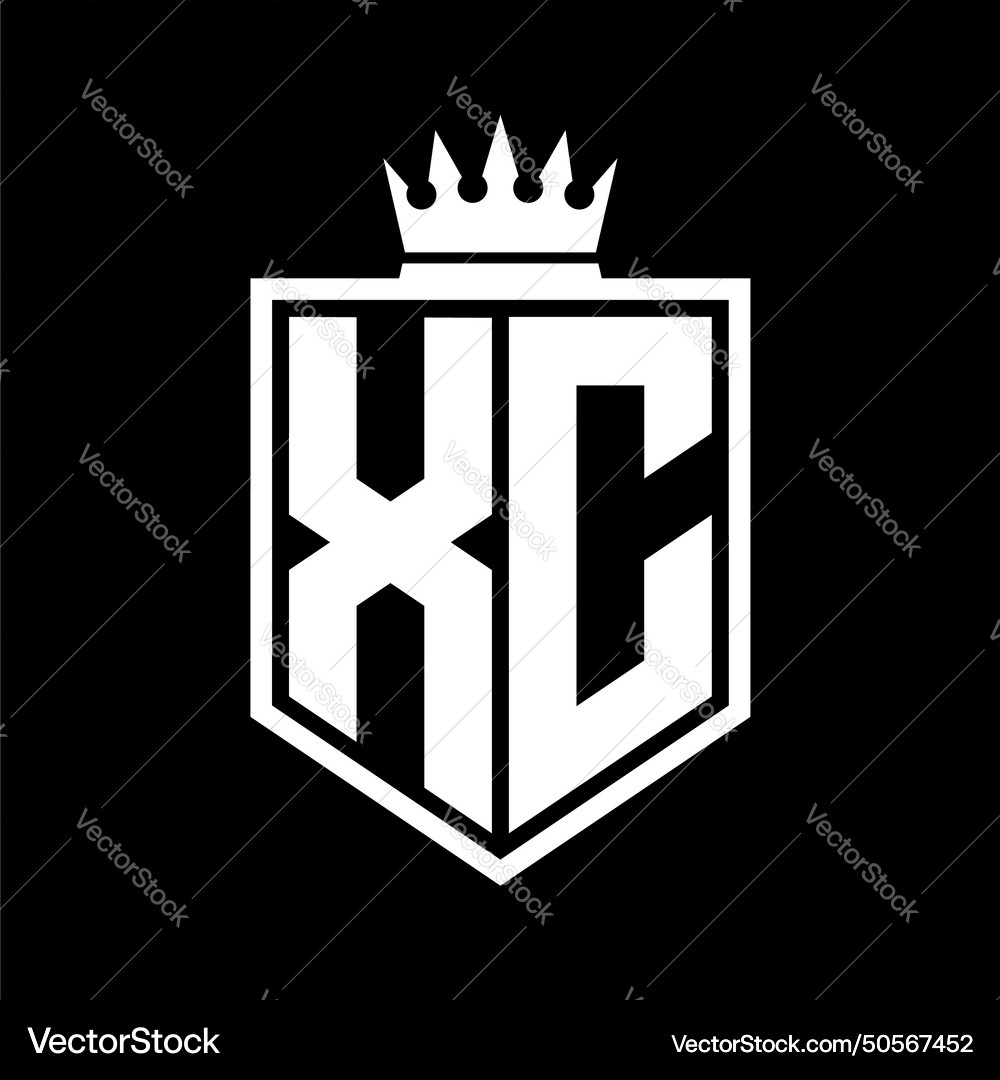 Xc logo monogram bold shield geometric shape Vector Image