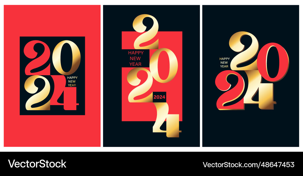 2024 new year graphic design abstract numbers Vector Image