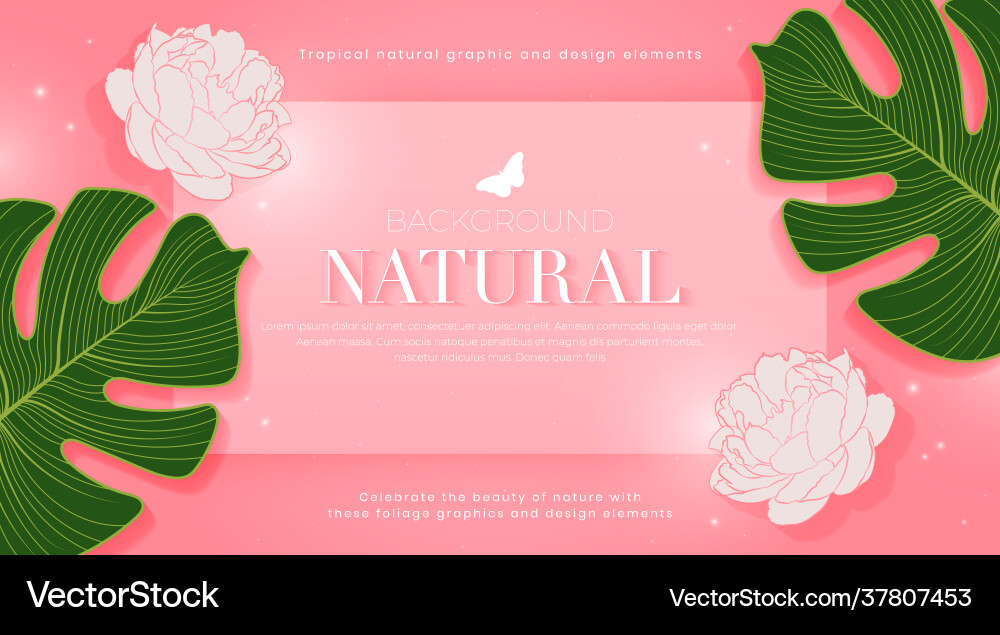 Bright pink nature background with flower Vector Image