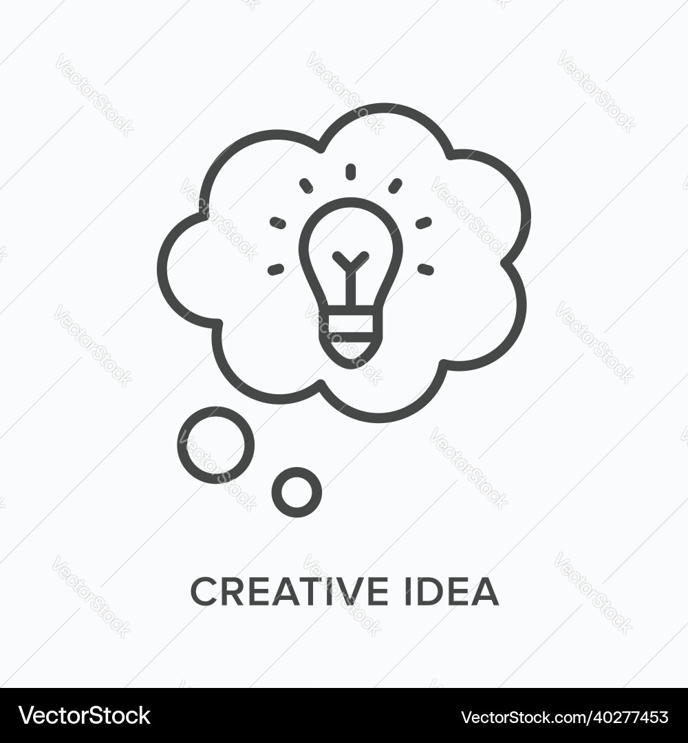 Creative idea flat line icon outline Royalty Free Vector